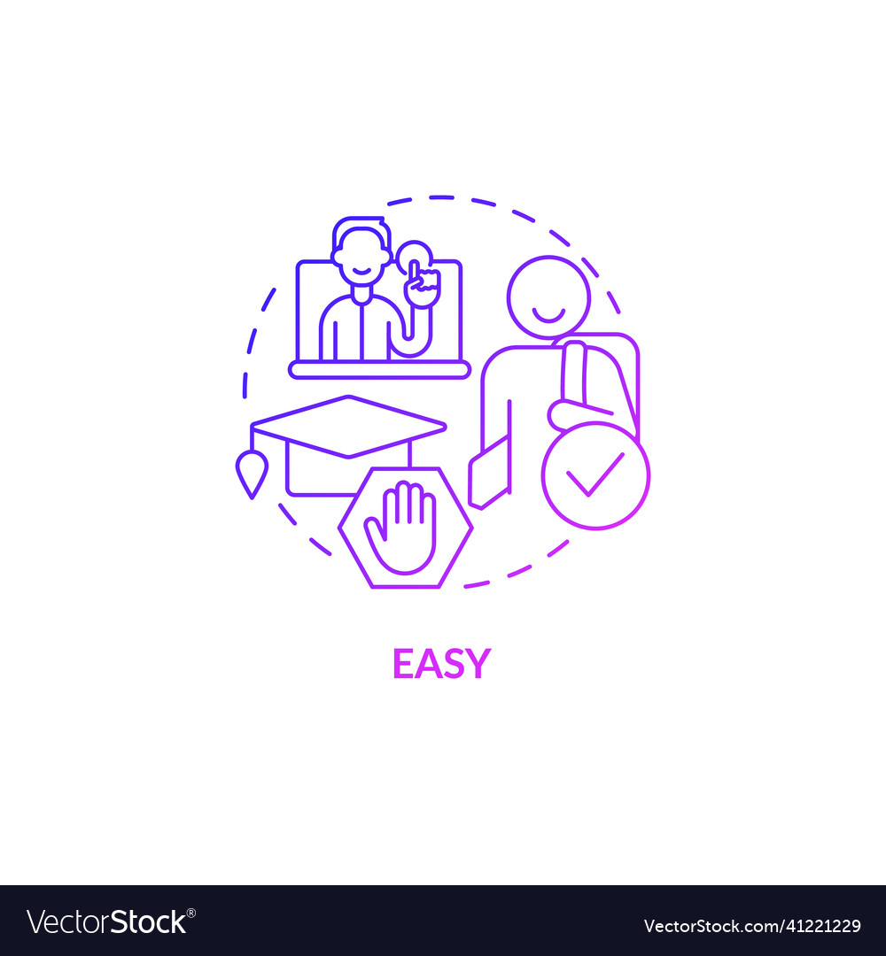 Easy purple gradient concept icon Royalty Free Vector Image