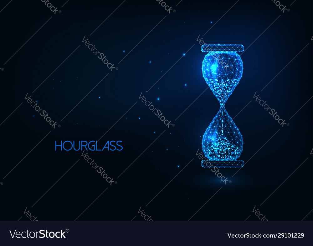 Futuristic glowing low polygonal hourglass Vector Image Futuristic glowing low polygonal hourglass Vector Image