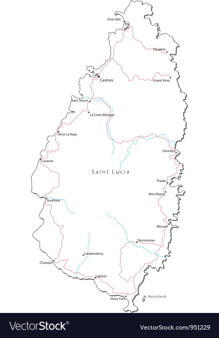 Saint lucia black white map Royalty Free Vector Image