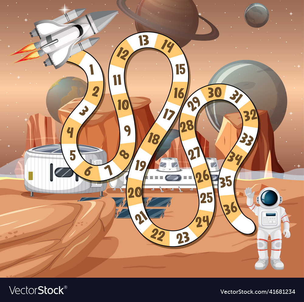 Counting numbers game template with astronaut Vector Image