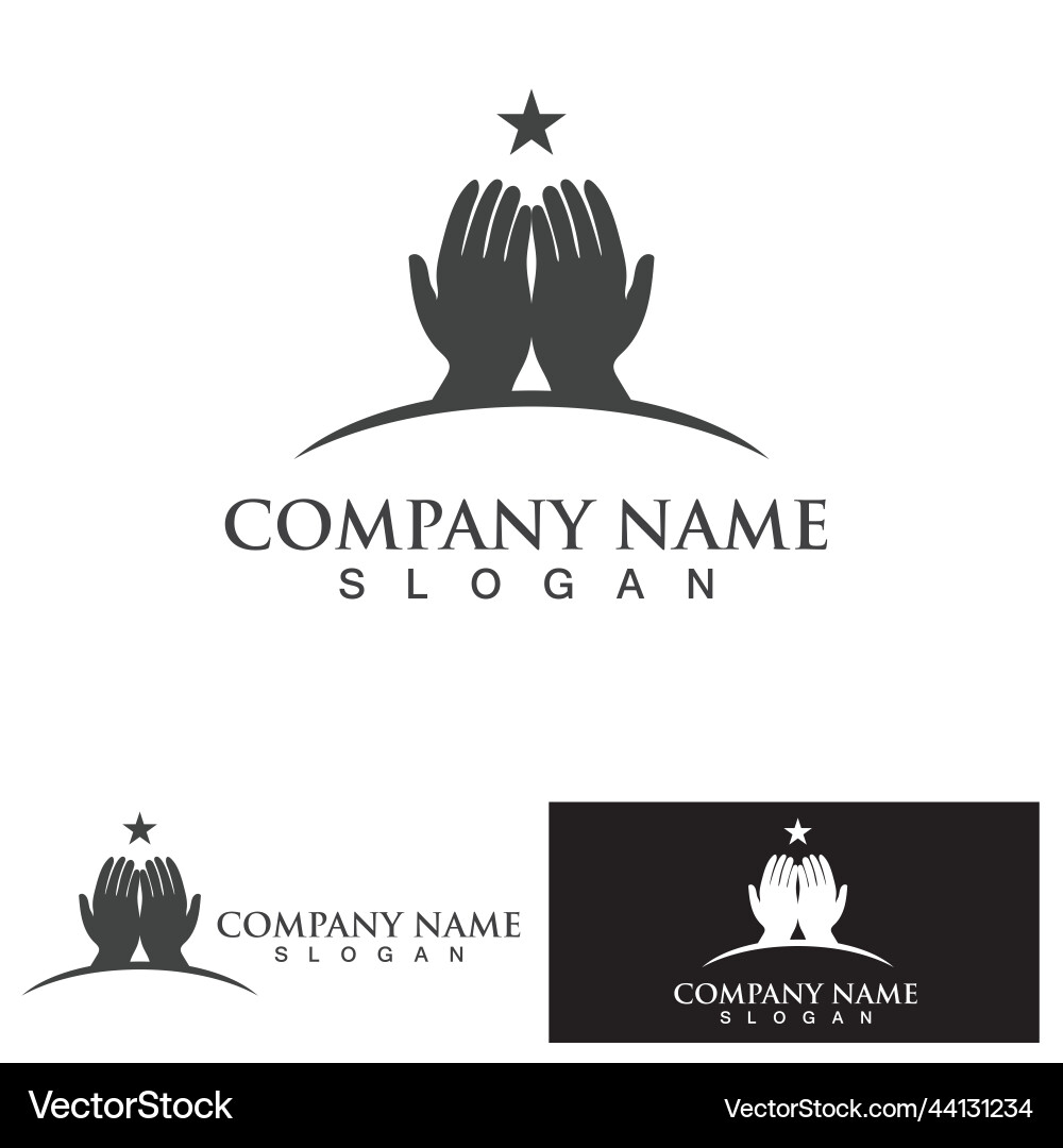 Hand hope logo and symbol template Royalty Free Vector Image