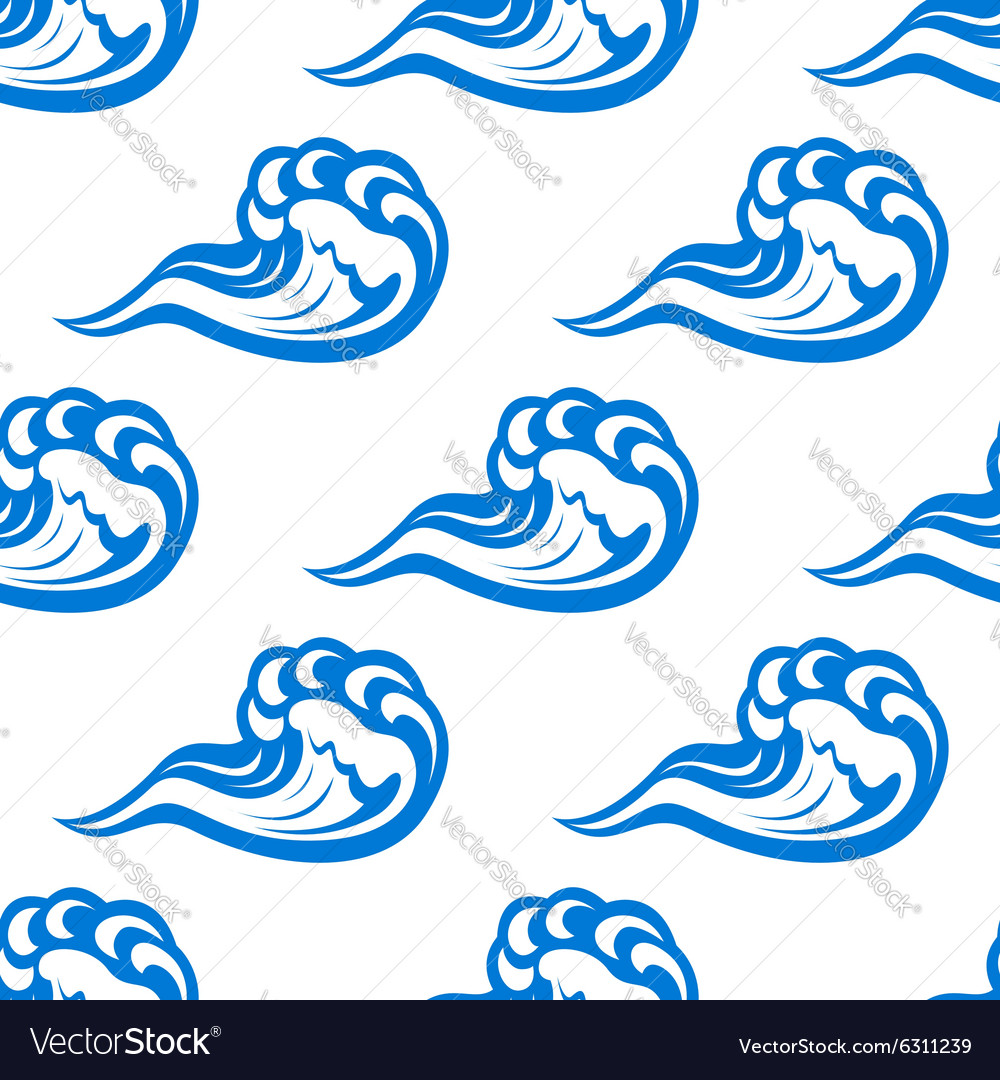 Blue waves seamless pattern on white Royalty Free Vector