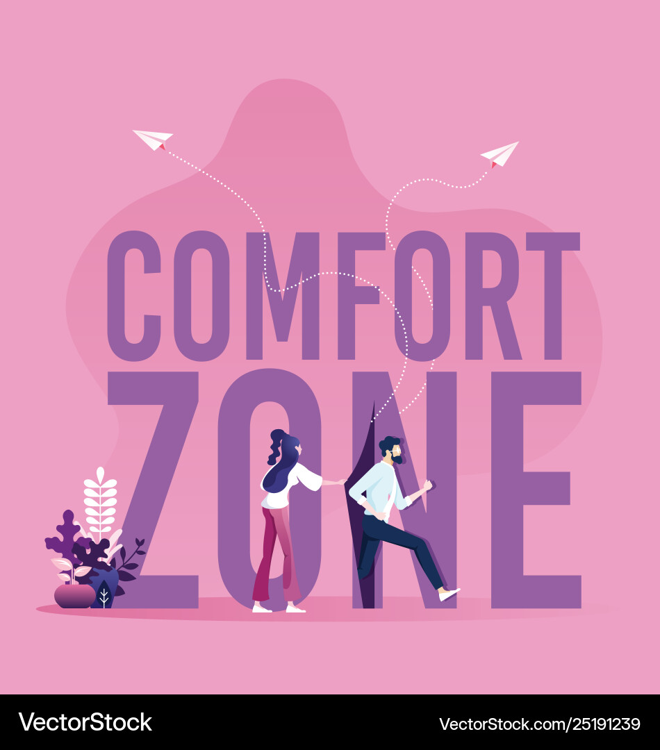 Businessmen running out comfort zone Royalty Free Vector