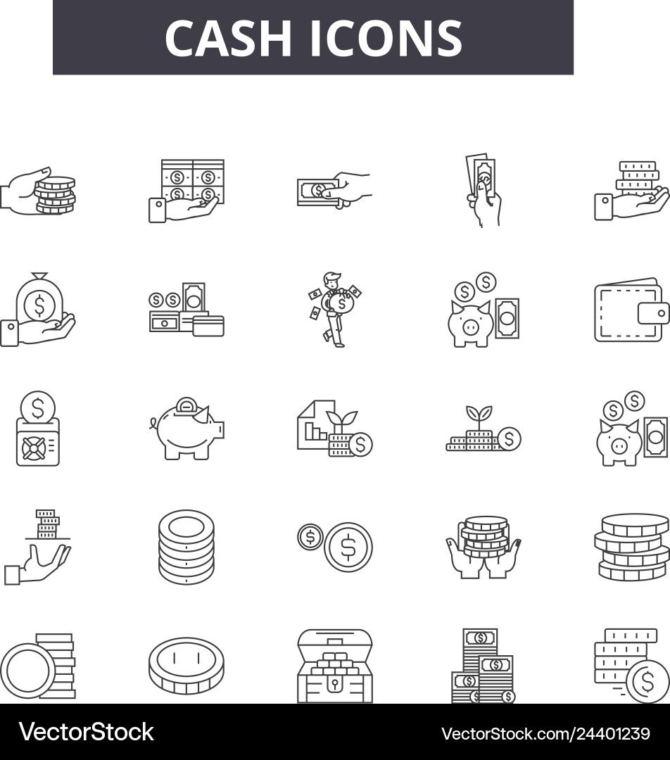 Cash line icons for web and mobile design Vector Image
