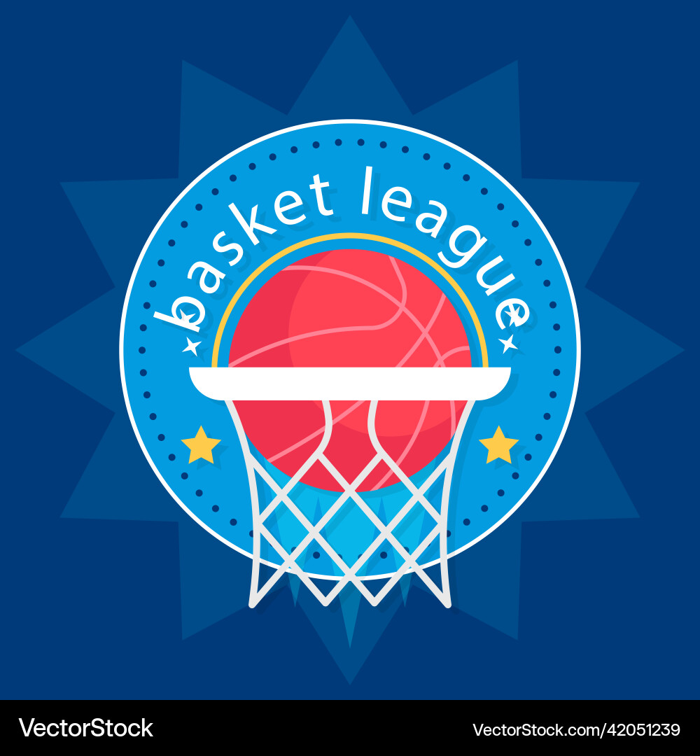 Flat design basketball logo template Royalty Free Vector