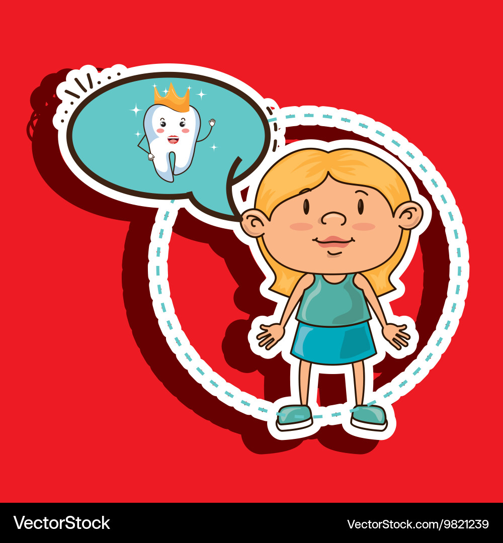 Girl with tooth isolated icon design Royalty Free Vector