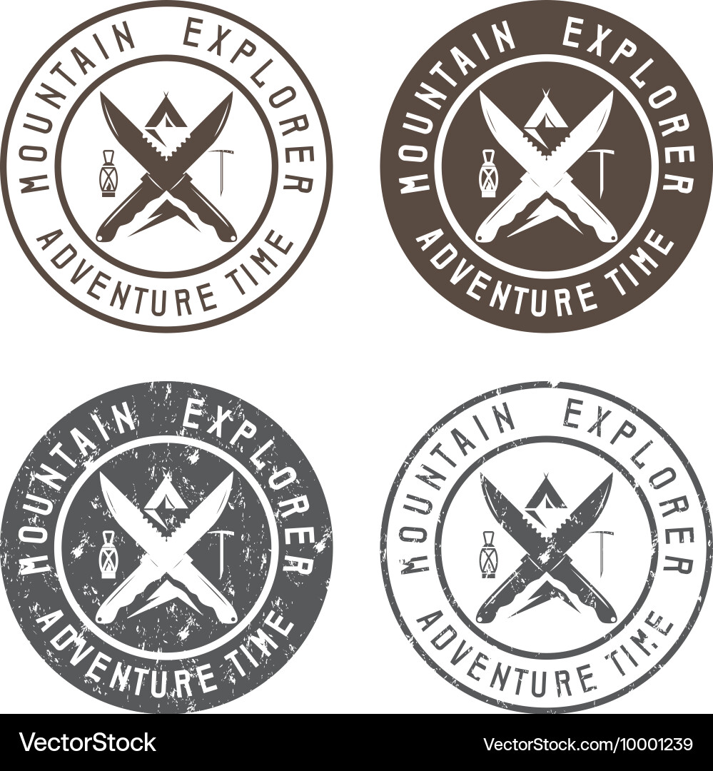 Set vintage labels mountain adventure hiking Vector Image