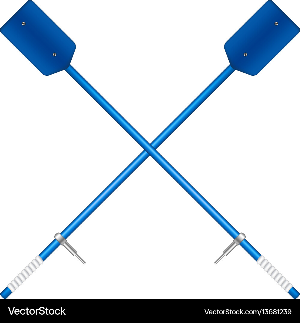 Two crossed old oars in blue design Royalty Free Vector