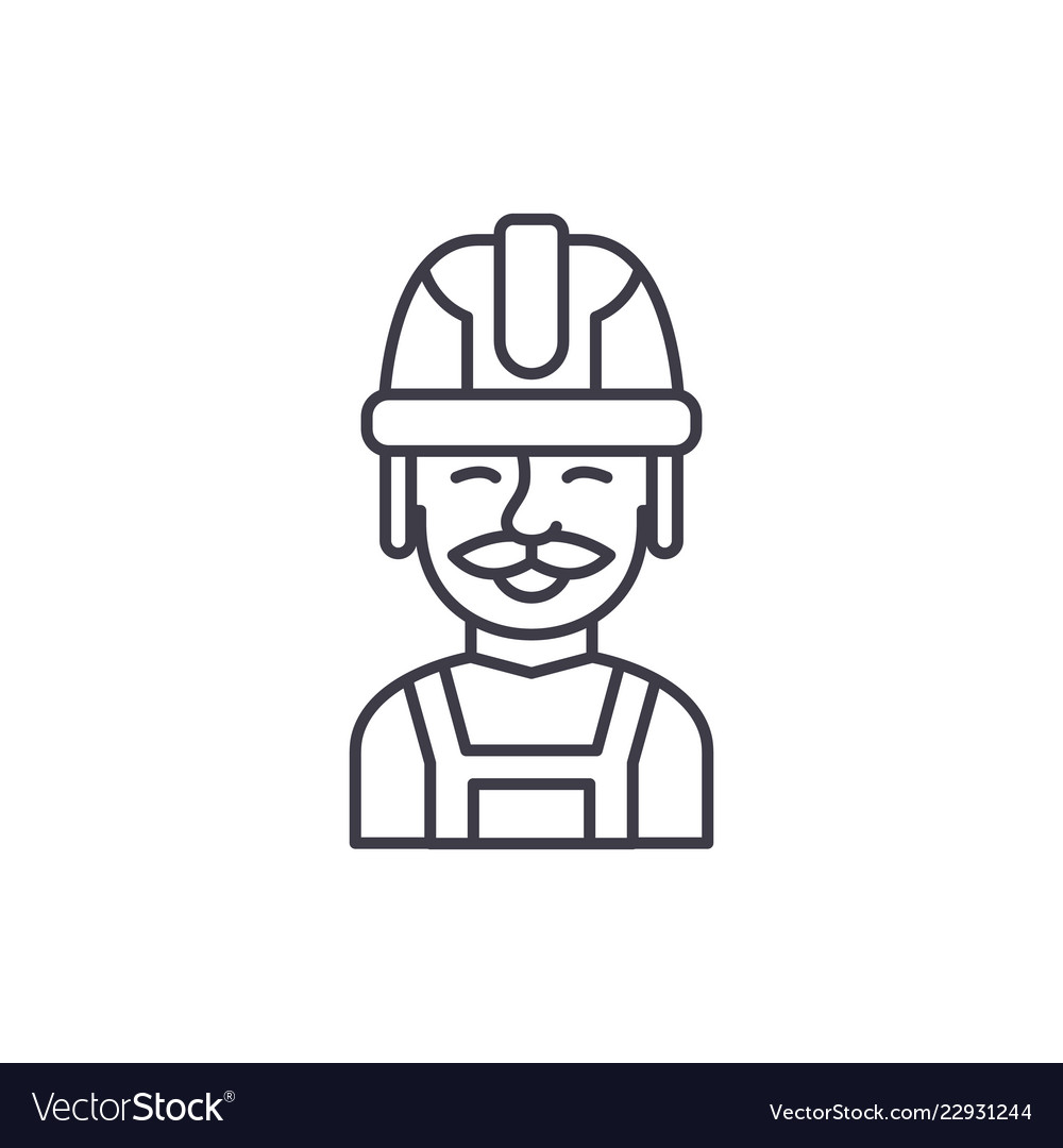 Builder line icon concept linear Royalty Free Vector Image Builder line icon concept linear Royalty Free Vector Image