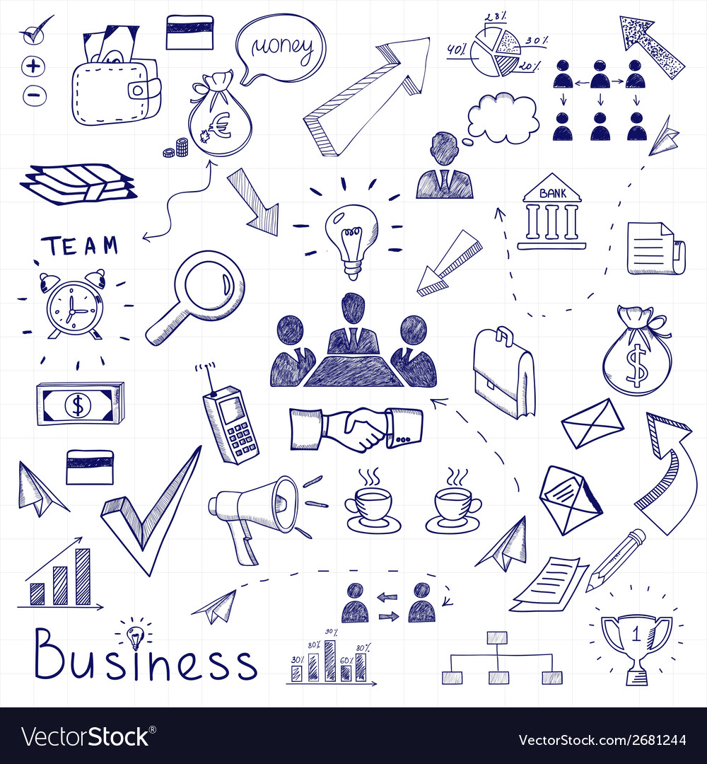 Business doodles Royalty Free Vector Image - VectorStock
