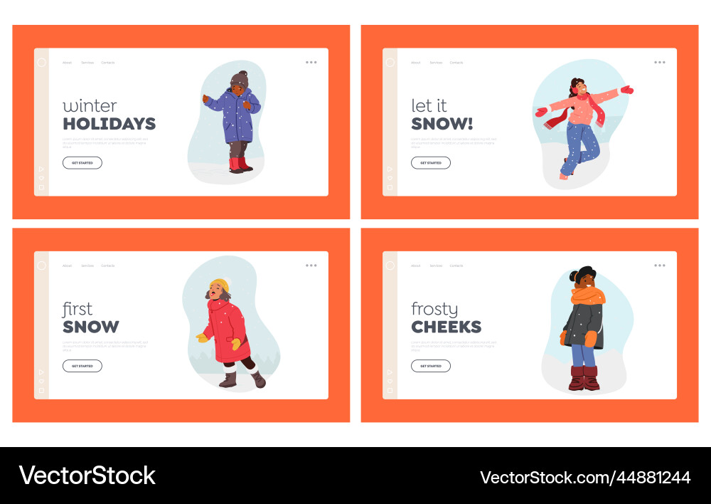 Christmas vacation fun landing page template set Vector Image