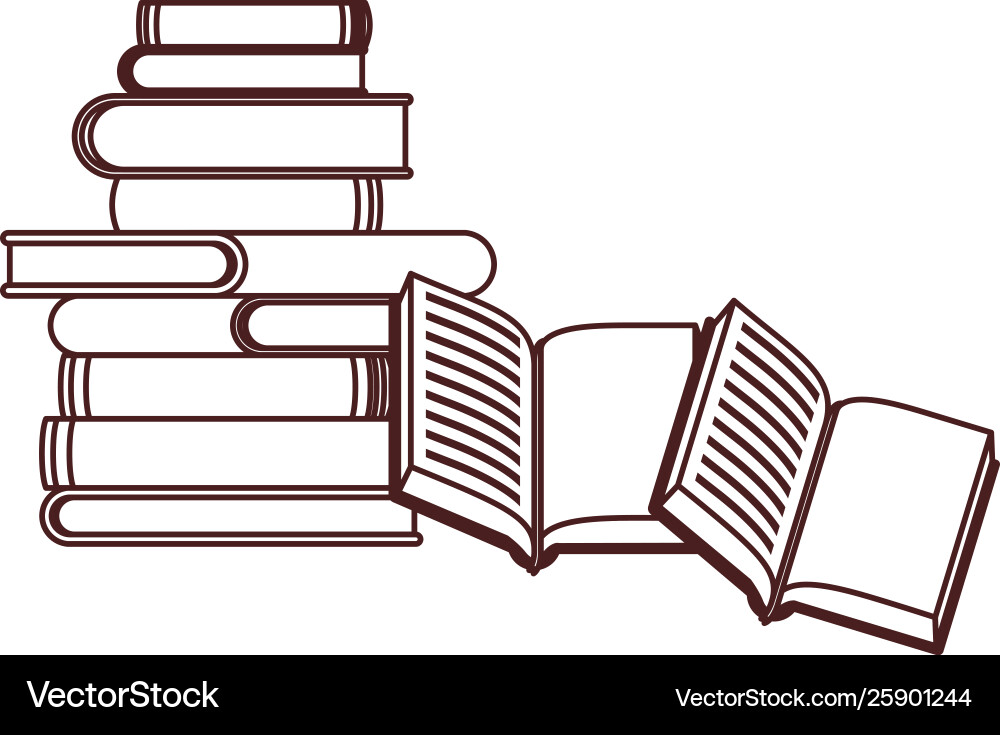 Group books and banner pennant design Royalty Free Vector