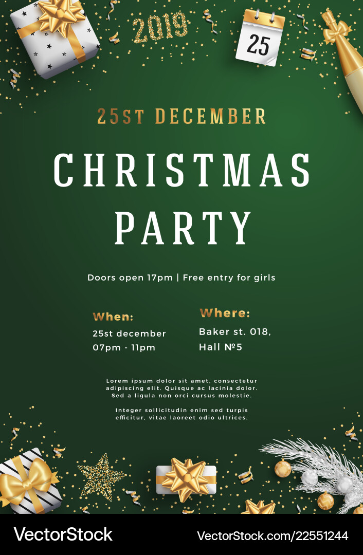 Merry christmas party layout poster poster Vector Image