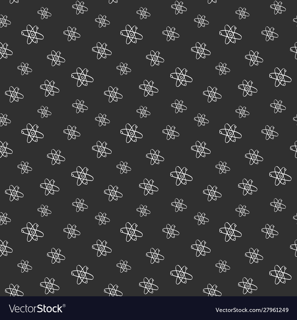 Atom symbol seamless pattern hand drawn Royalty Free Vector