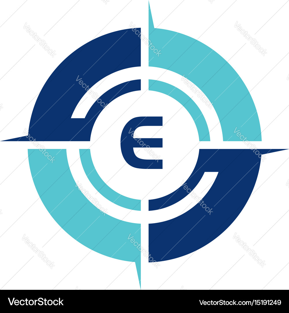 Compass guide solution initial e Royalty Free Vector Image