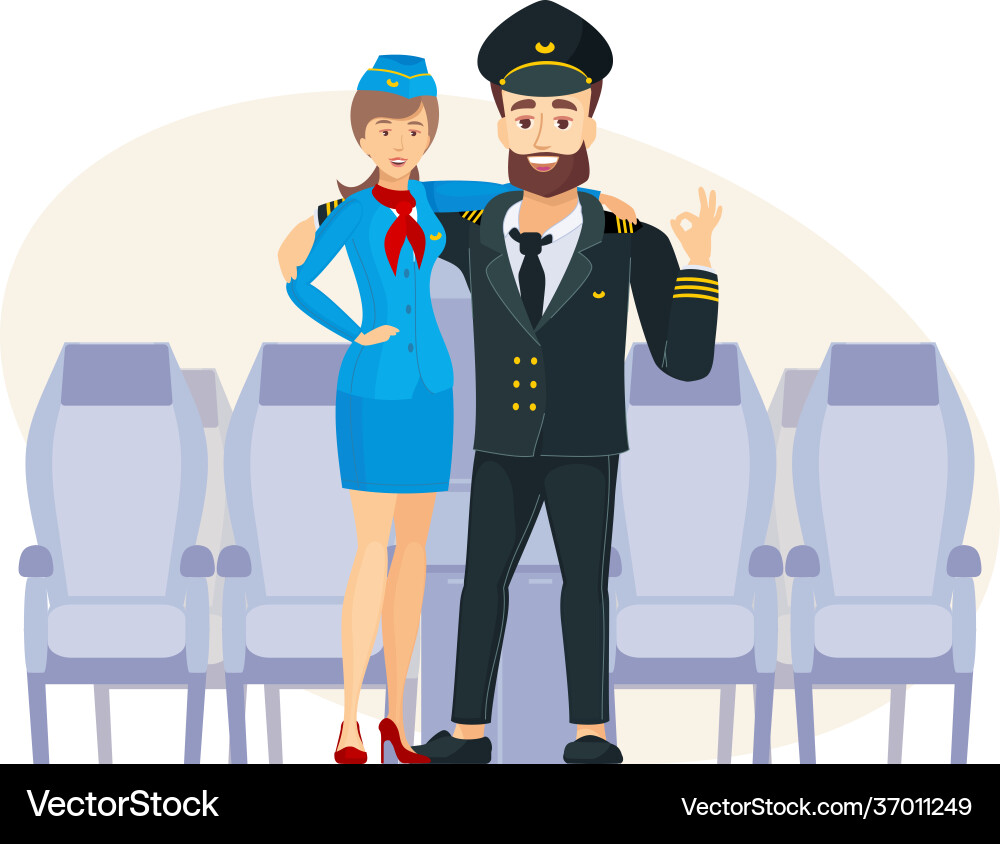 Crew airplane plane captain and stewardess Vector Image