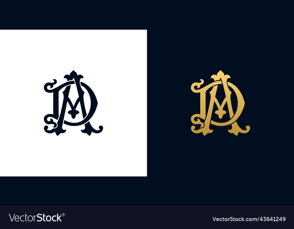 Decorative vintage initial letters da monogram Vector Image