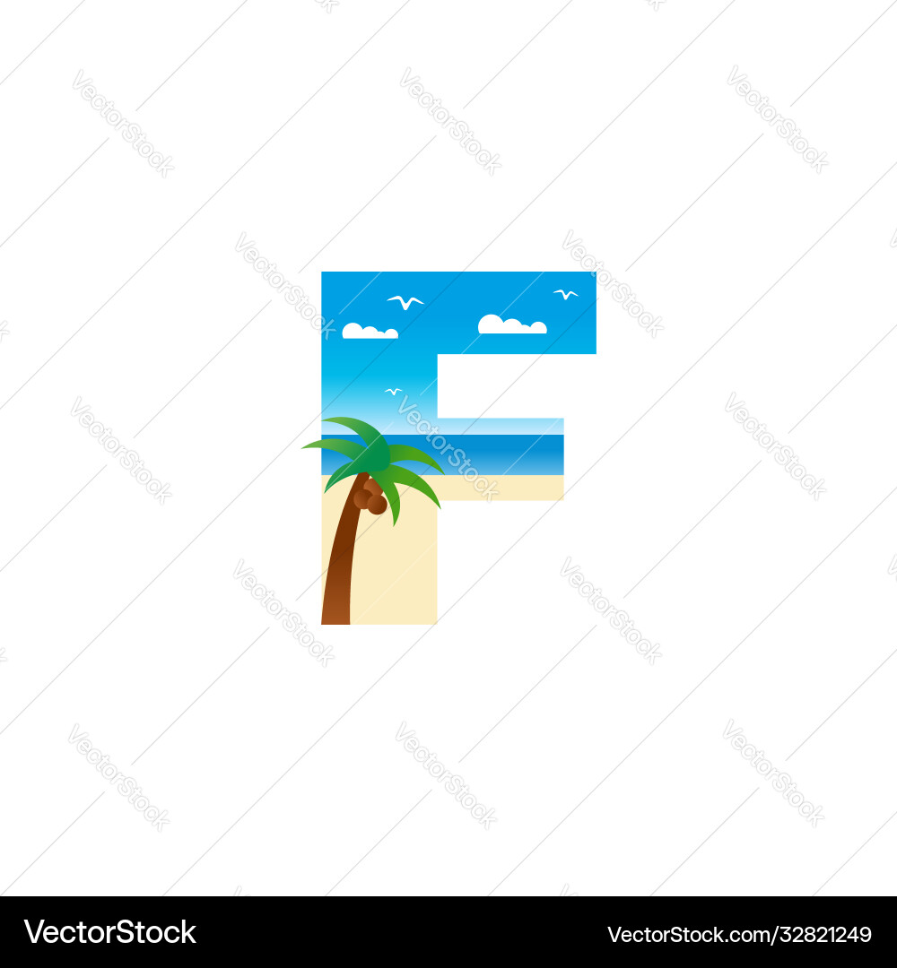 Initial f beach Royalty Free Vector Image - VectorStock