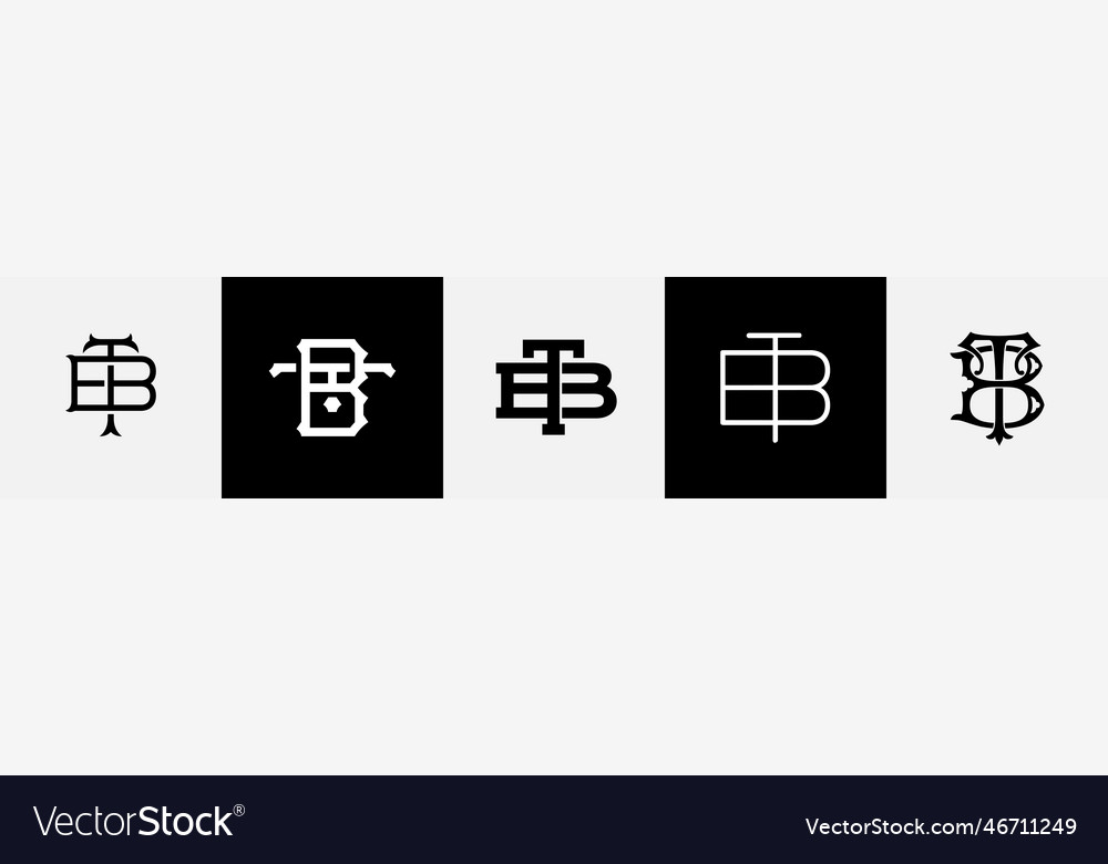 Initial letters bt monogram logo design bundle Vector Image