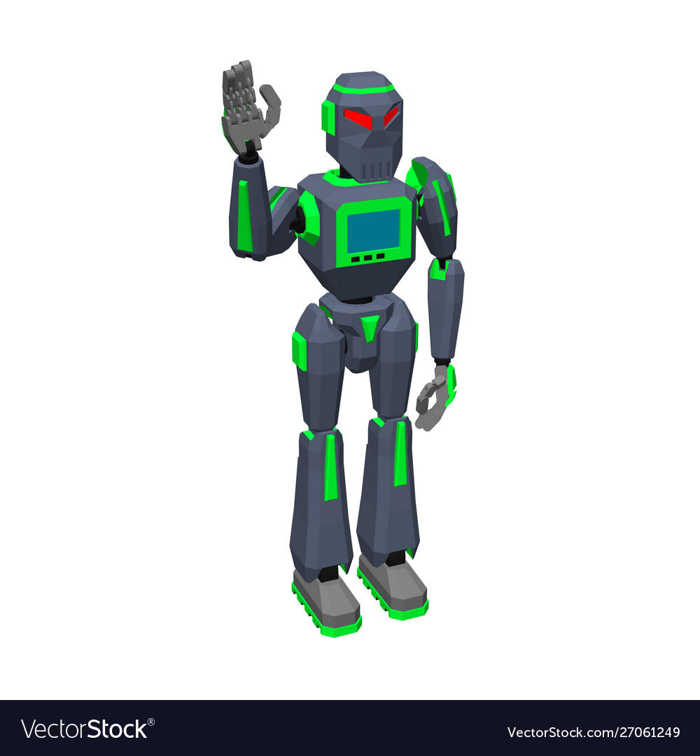 Robot character greeting isolated on white Vector Image