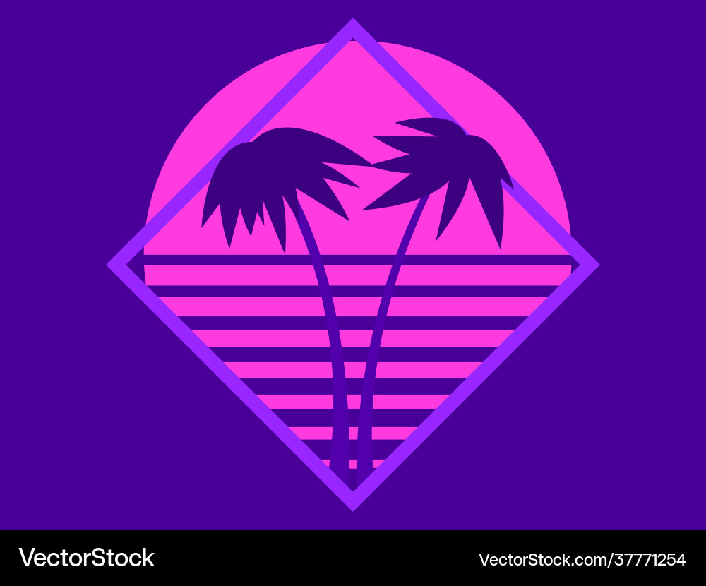 80s palm trees at sunset summer time retro Vector Image