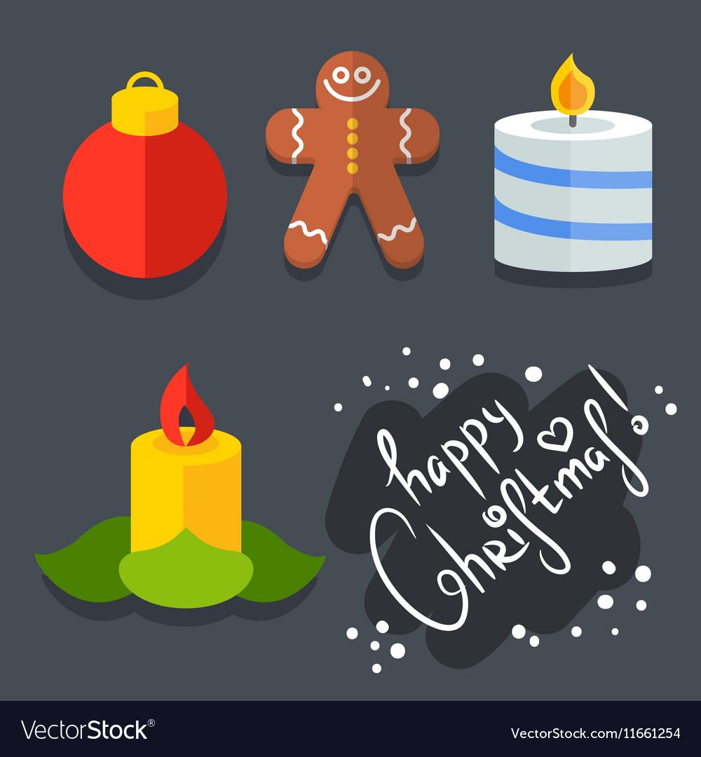 Set of christmas icons in flat style Royalty Free Vector