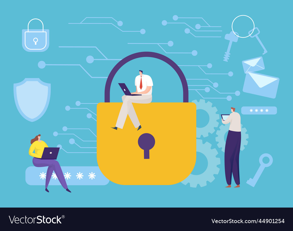 Technology Personal Cyber Data Protection Tiny Vector Image