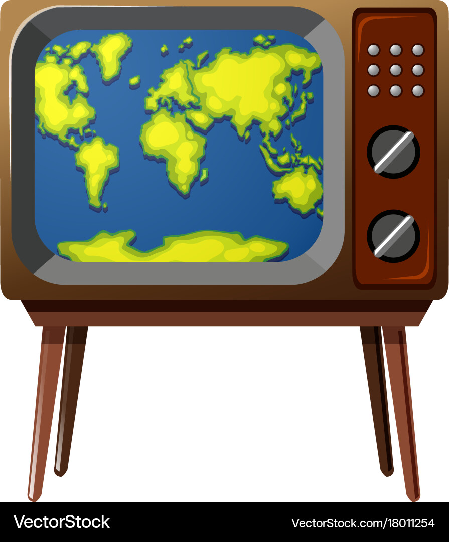 Worldmap on television screen Royalty Free Vector Image