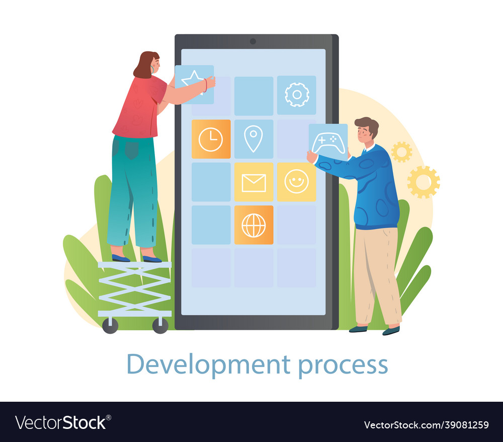 Creating interface process Royalty Free Vector Image Creating interface process Royalty Free Vector Image