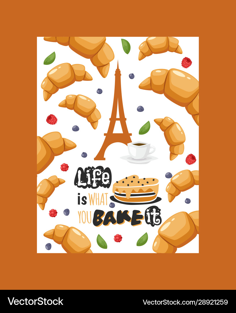 French breakfast typographic poster Royalty Free Vector