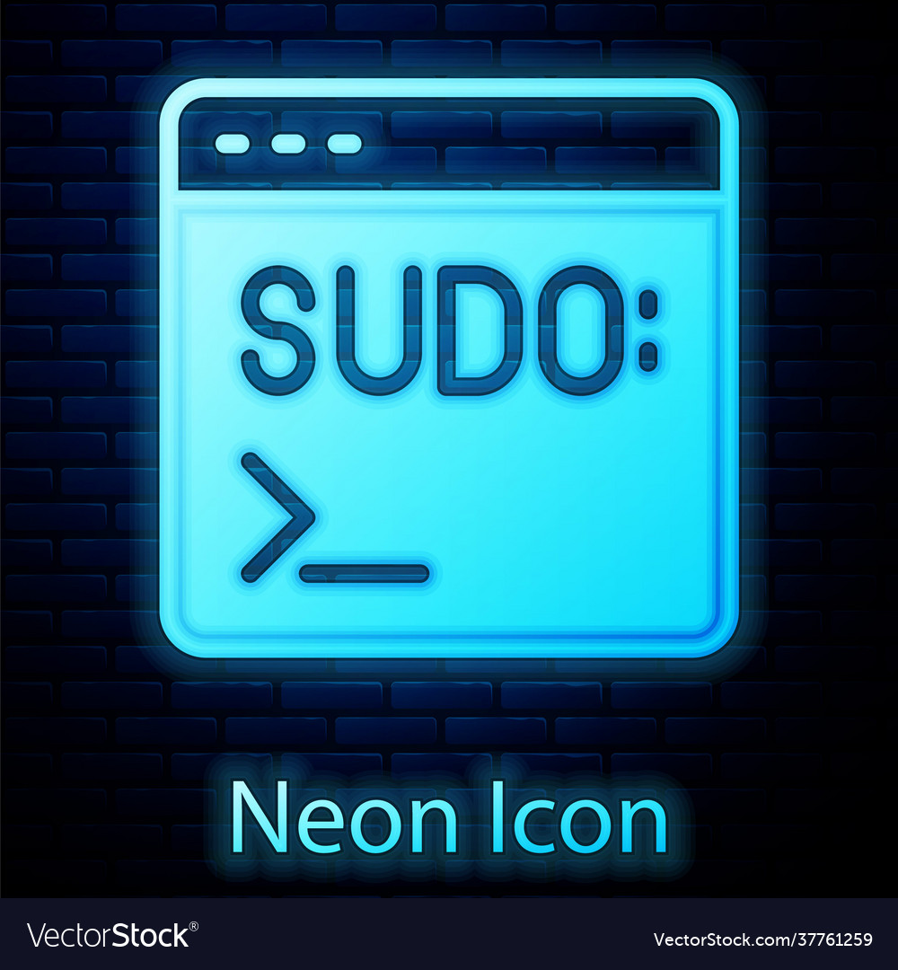 Glowing neon code terminal icon isolated on brick Vector Image