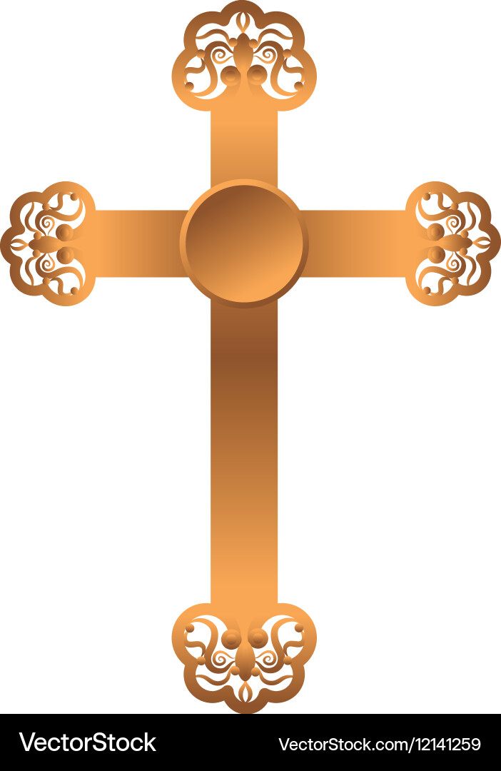 Golden cross isolated icon Royalty Free Vector Image