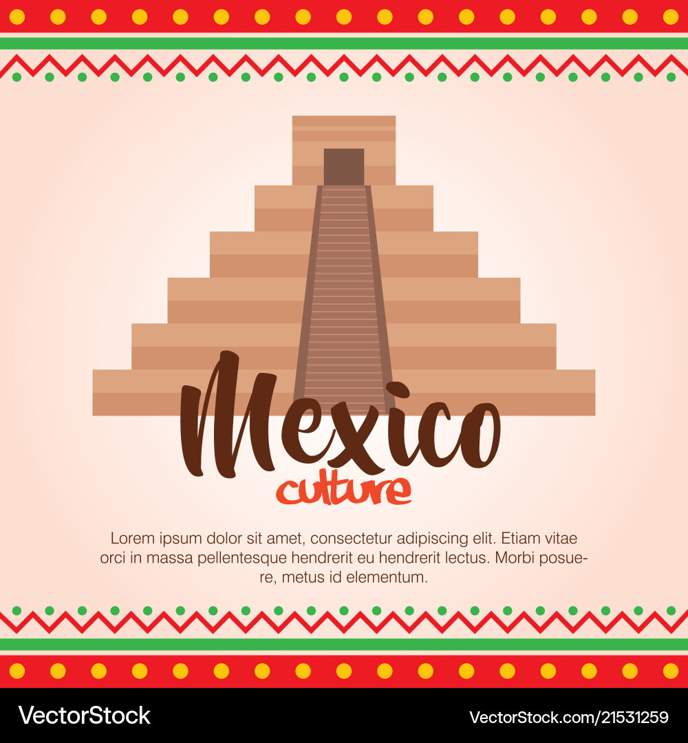Mexican culture mayan pyramid Royalty Free Vector Image