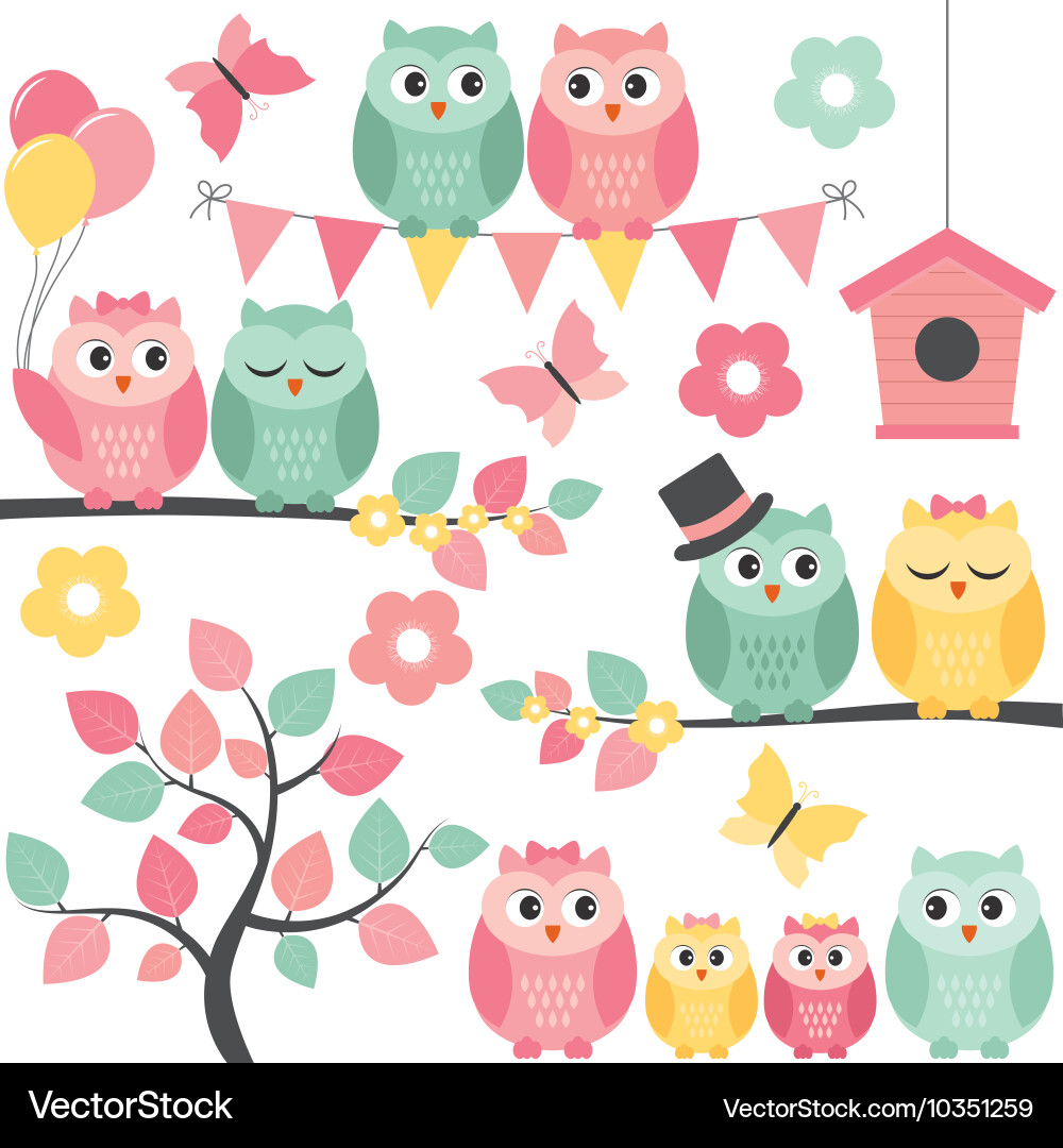 Summer owls Royalty Free Vector Image - VectorStock