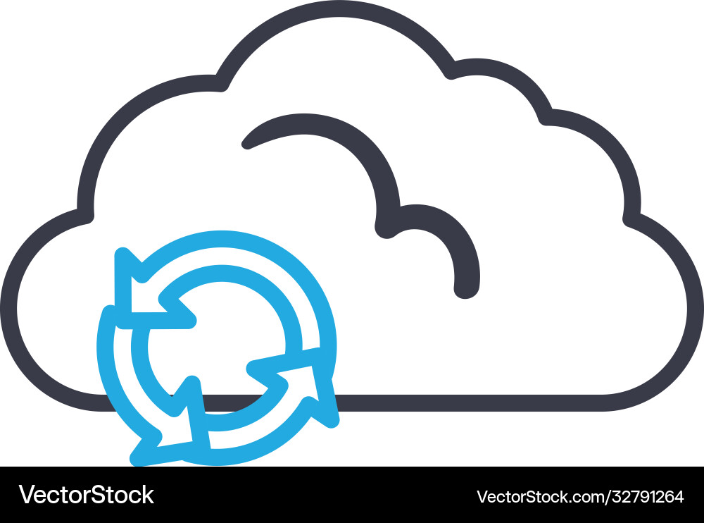 Cloud computing with repeat arrows line style icon