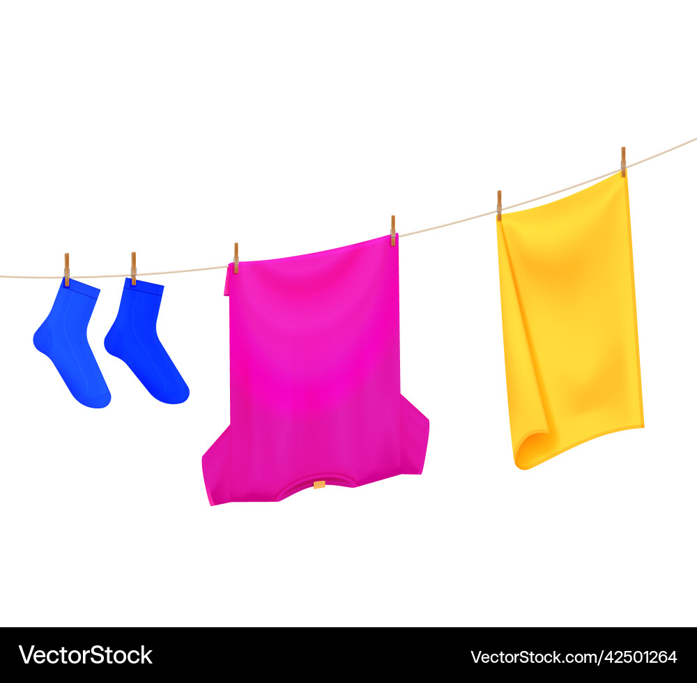 Drying laundry color composition Royalty Free Vector Image