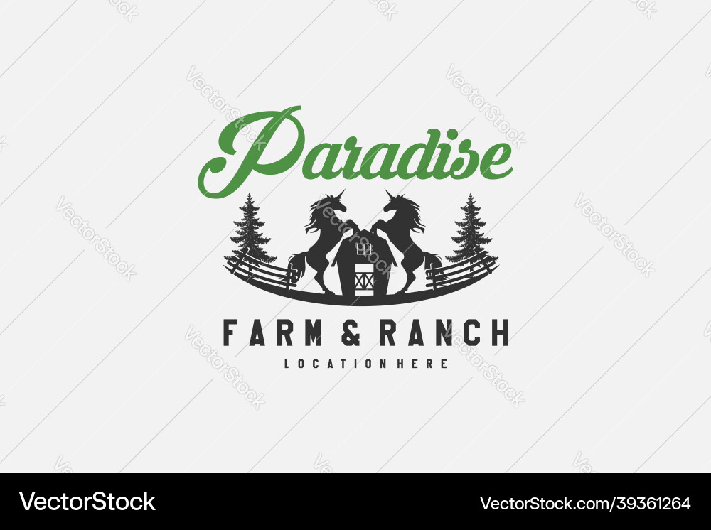 Farm ranch logo horse design graphic Royalty Free Vector