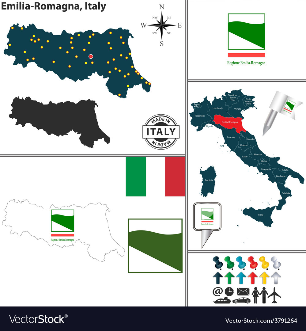 Map of emilia romagna Royalty Free Vector Image