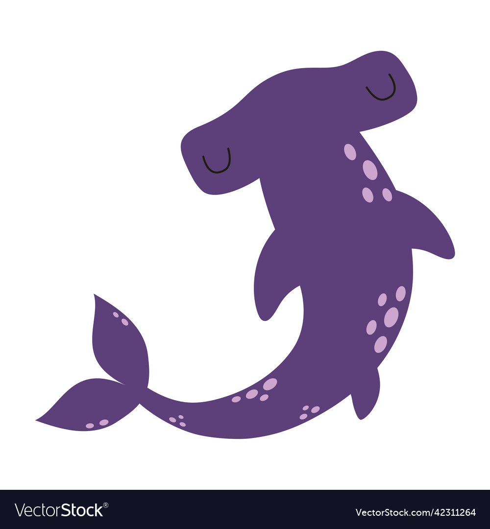 Simple with cute hammerhead shark Royalty Free Vector Image