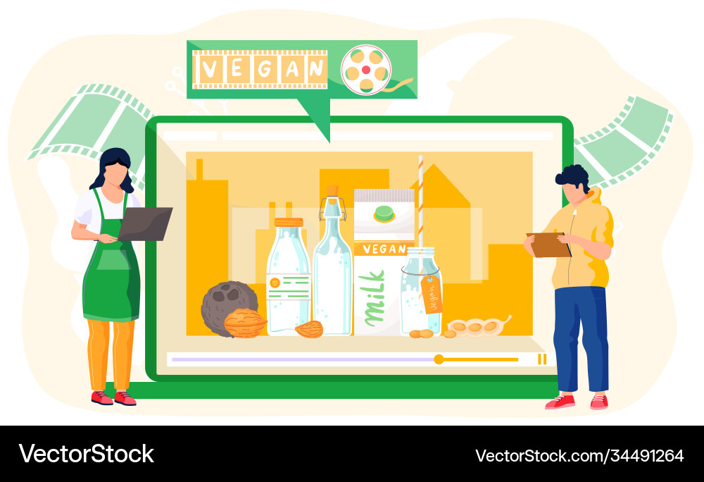 Video about plant-based vegan milk cow Royalty Free Vector