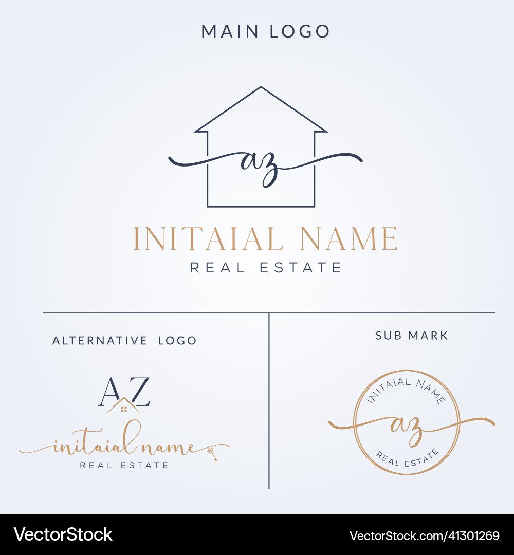 Az initial real estate realtor building Royalty Free Vector