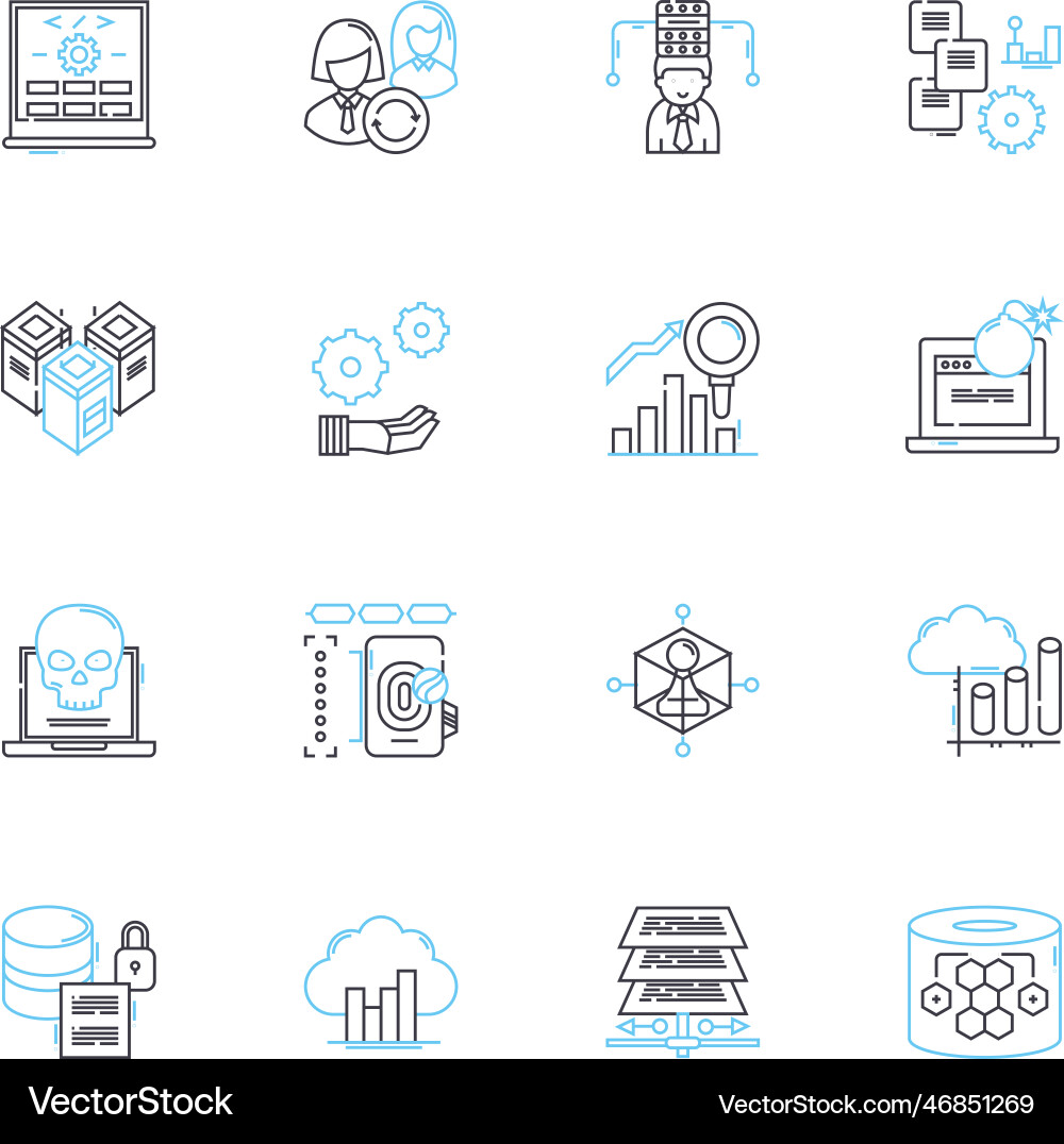 Colossal facts linear icons set gigantic Vector Image