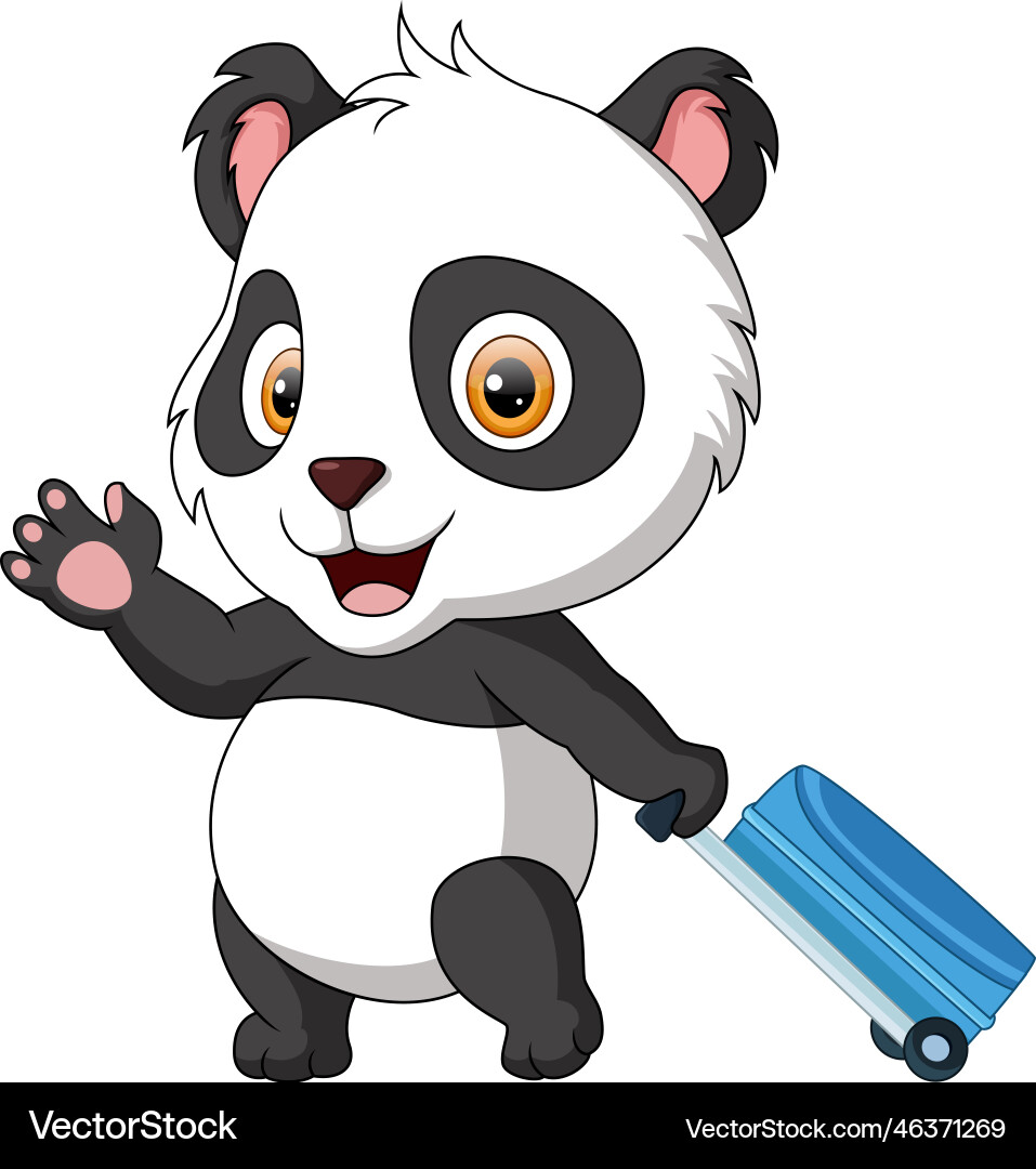 Cute panda cartoon with baggage Royalty Free Vector Image