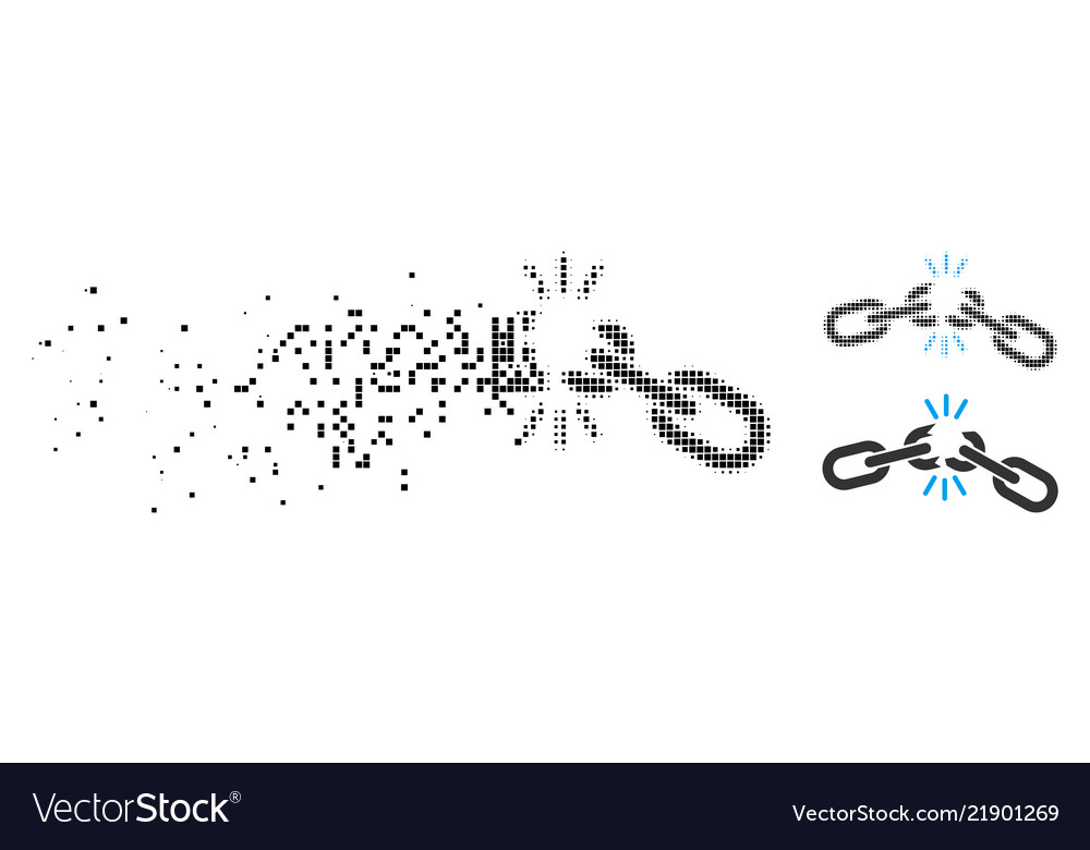 Dissolving dotted halftone chain damage icon Vector Image Dissolving dotted halftone chain damage icon Vector Image