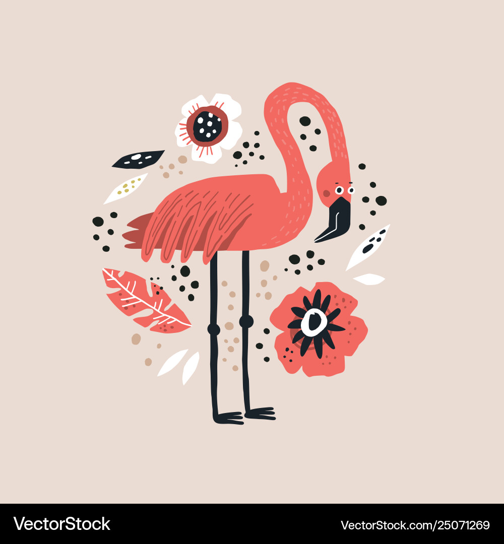 Flamingo hand drawn Royalty Free Vector Image - VectorStock