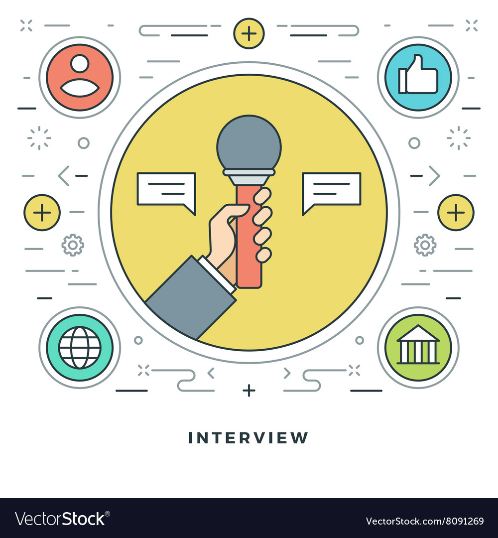 Flat line interview concept Royalty Free Vector Image