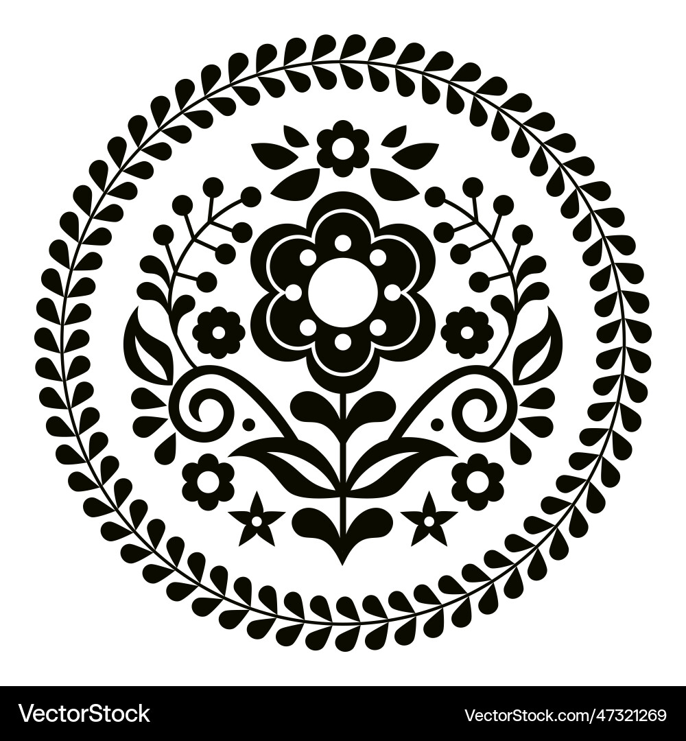 Mexican folk art style mandala pattern Royalty Free Vector