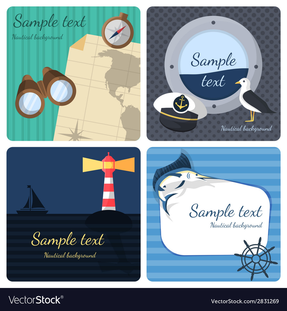 Nautical mini posters set Royalty Free Vector Image