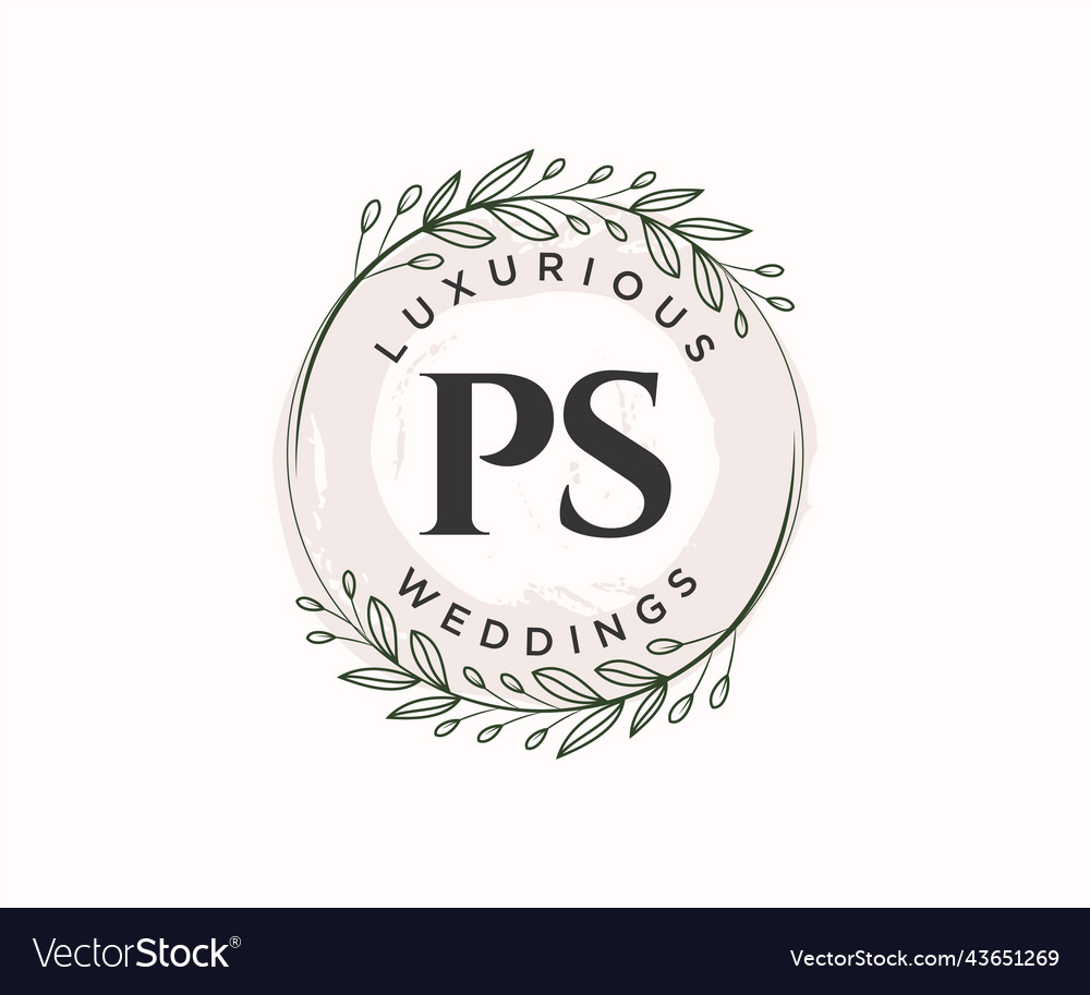 Ps initials letter wedding monogram logos Vector Image