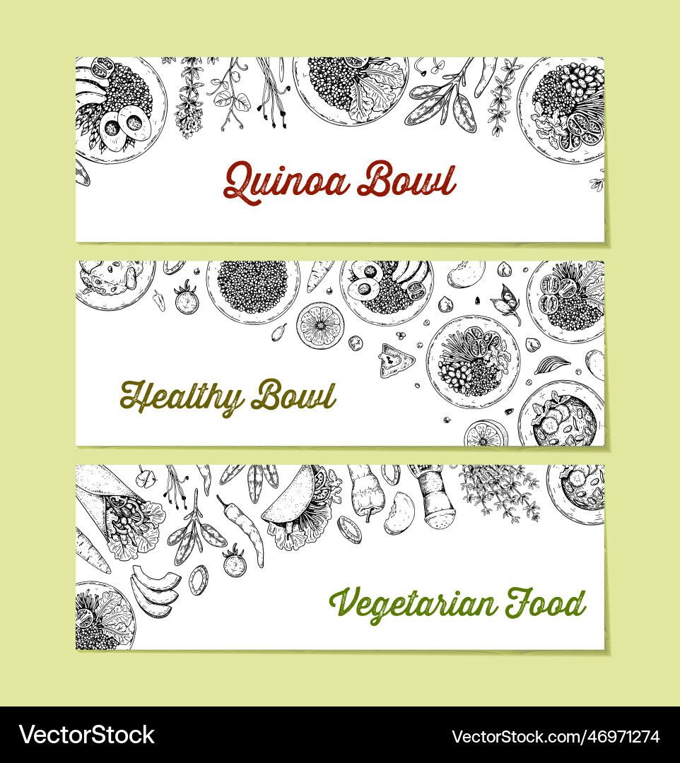 Food and restaurant horizontal design hand draw Vector Image